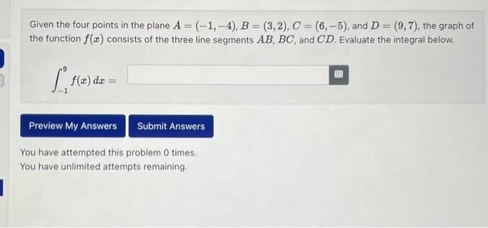 Solved Given the four points in the plane | Chegg.com