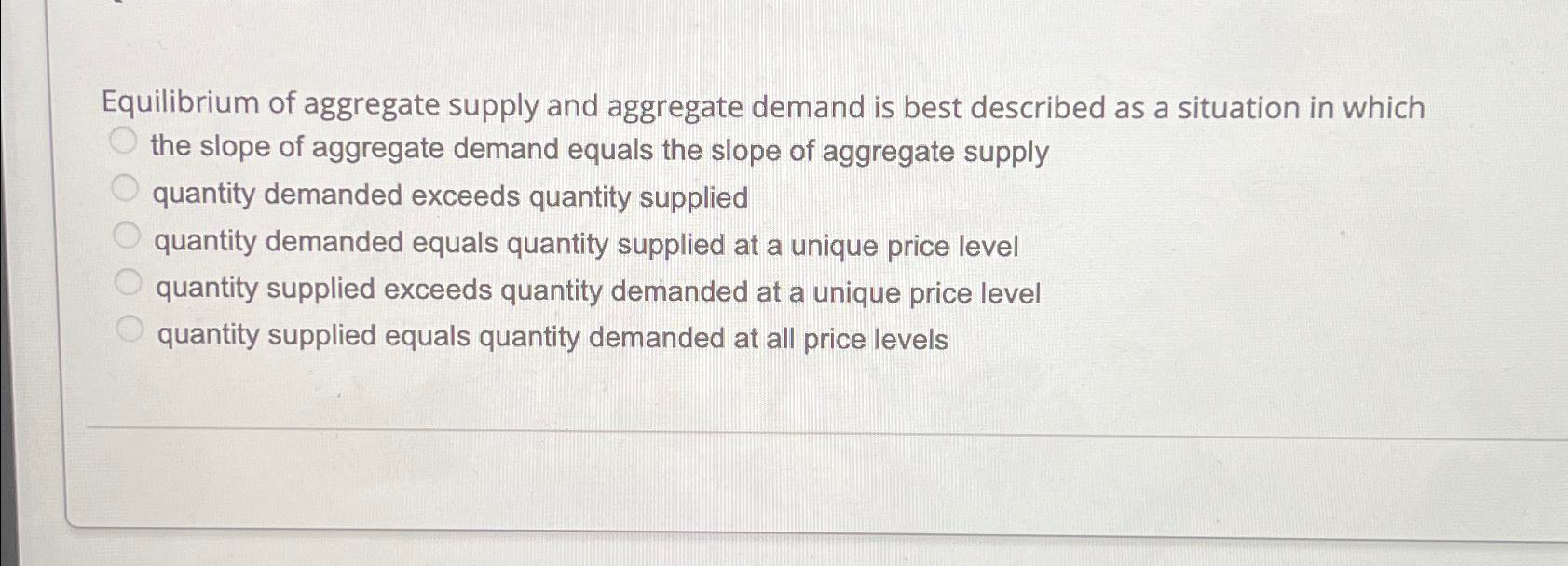 Solved Equilibrium of aggregate supply and aggregate demand | Chegg.com
