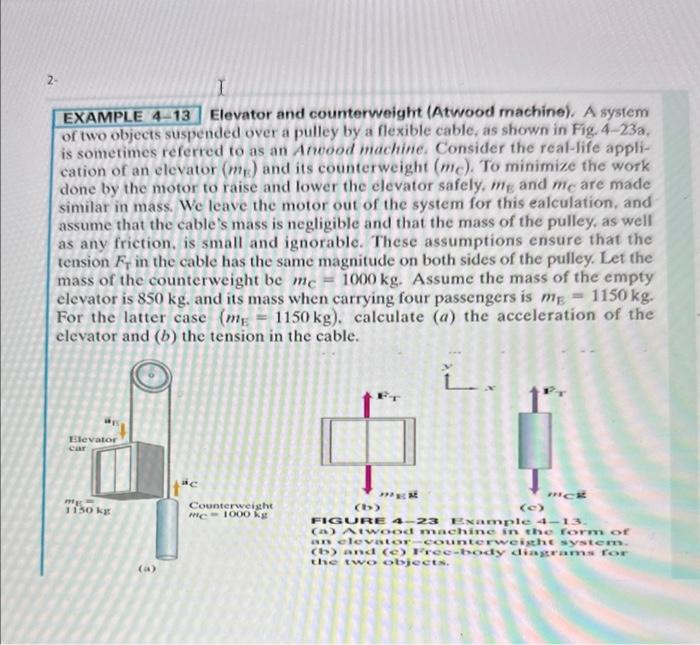 Solved EXAMPLE 4-13 Elevator and counterweight (Atwood | Chegg.com