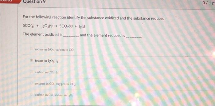 Solved For the following reaction identify the substance | Chegg.com
