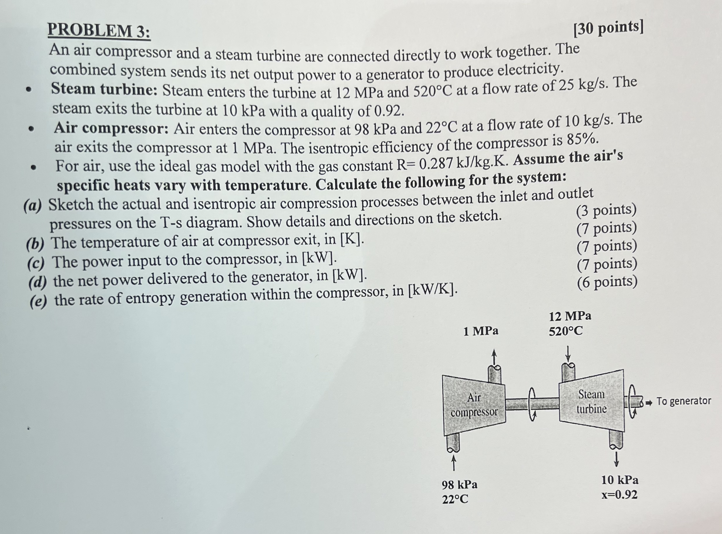 Solved PROBLEM 3:[30 ﻿points]An air compressor and a steam | Chegg.com