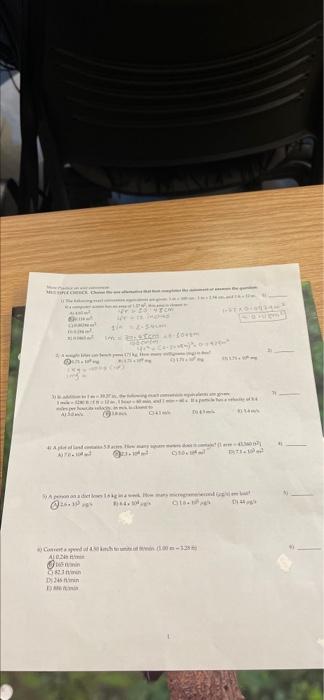 Solved More Practice on unit conversion MULTIPLE CHOICE. | Chegg.com