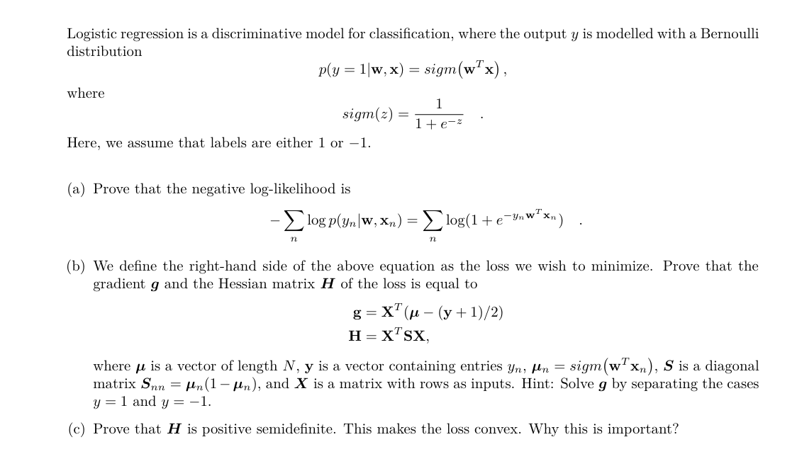 Solved Logistic regression is a discriminative model for | Chegg.com