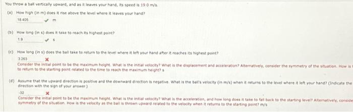 Solved You throw ball vertically upward, and as it leaves | Chegg.com