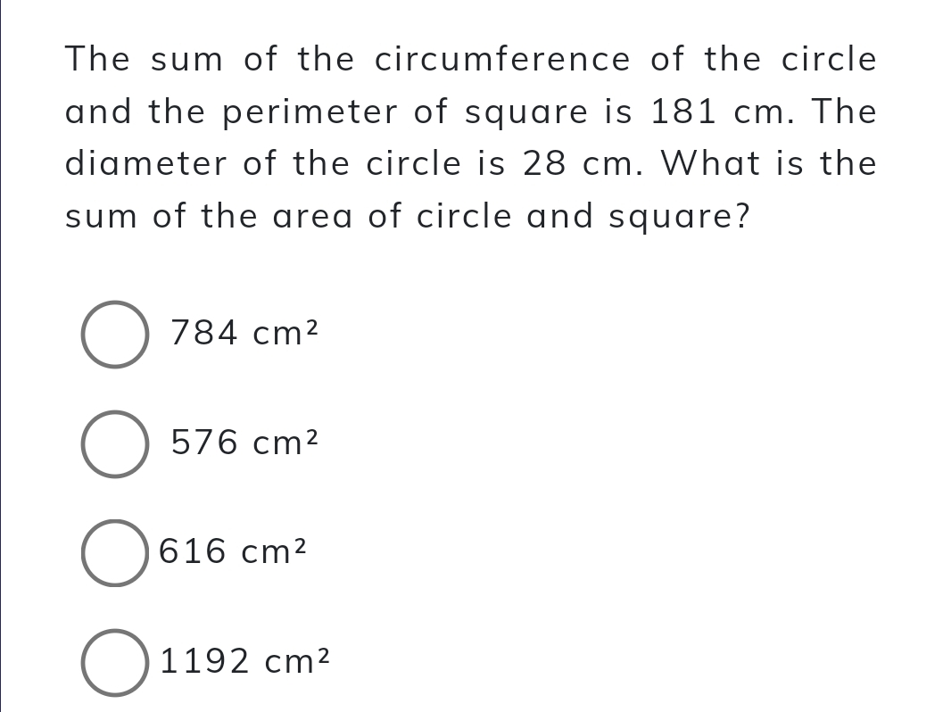 Solved The sum of the circumference of the circle and the | Chegg.com
