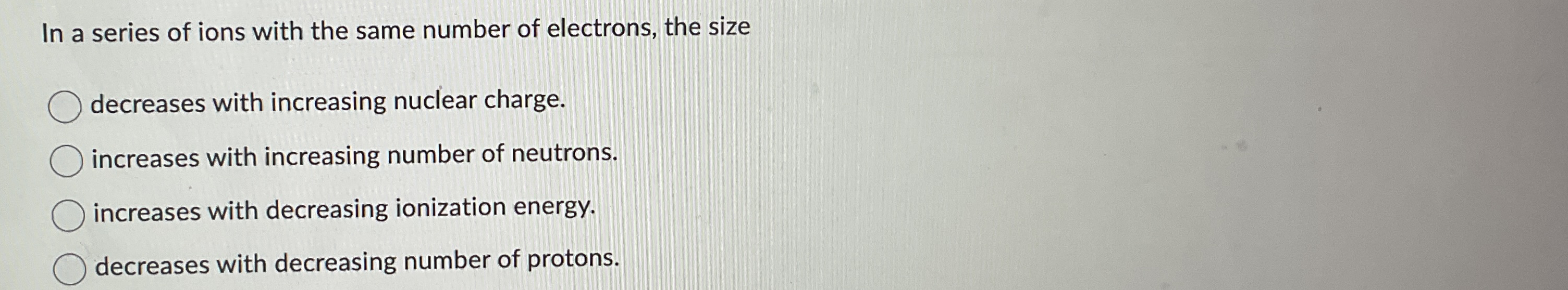 In a series of ions with the same number of | Chegg.com