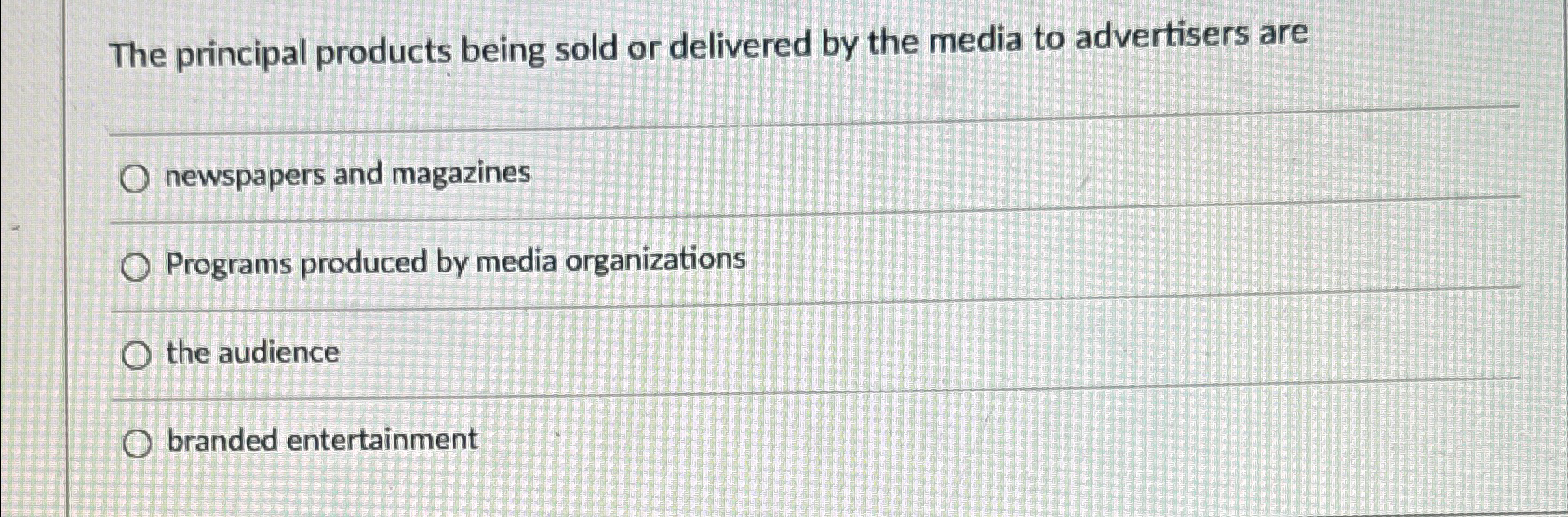 Solved The principal products being sold or delivered by the | Chegg.com