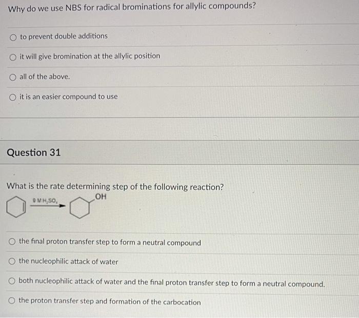 Solved Why do we use NBS for radical brominations for | Chegg.com