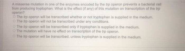 Solved A missense mutation in one of the enzymes encoded by | Chegg.com