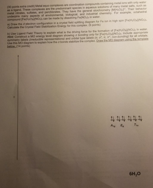 Solved (30 points extra credit) Metal aquo complexes are | Chegg.com