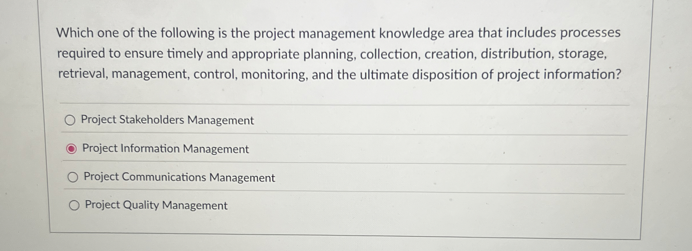 Solved Which one of the following is the project management | Chegg.com
