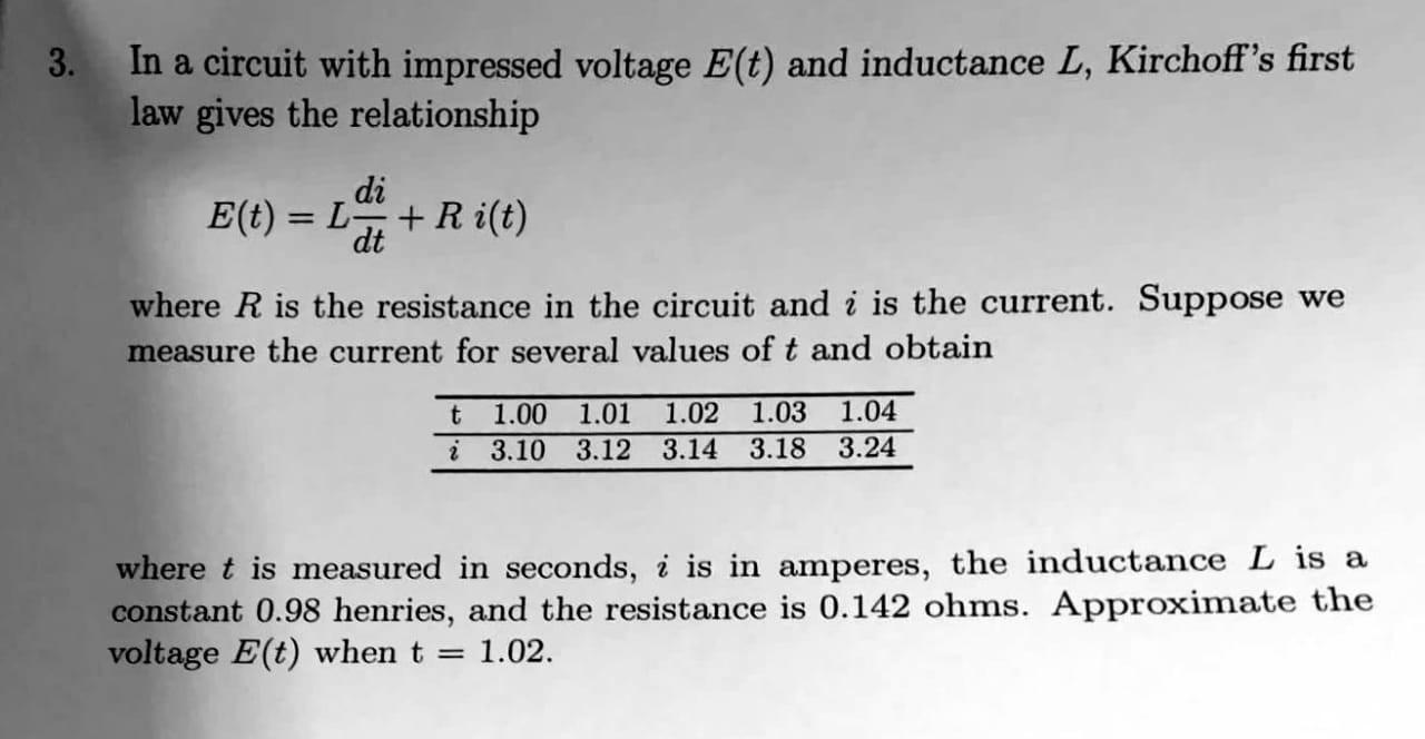 Solved 3. In a circuit with impressed voltage E(t) and | Chegg.com