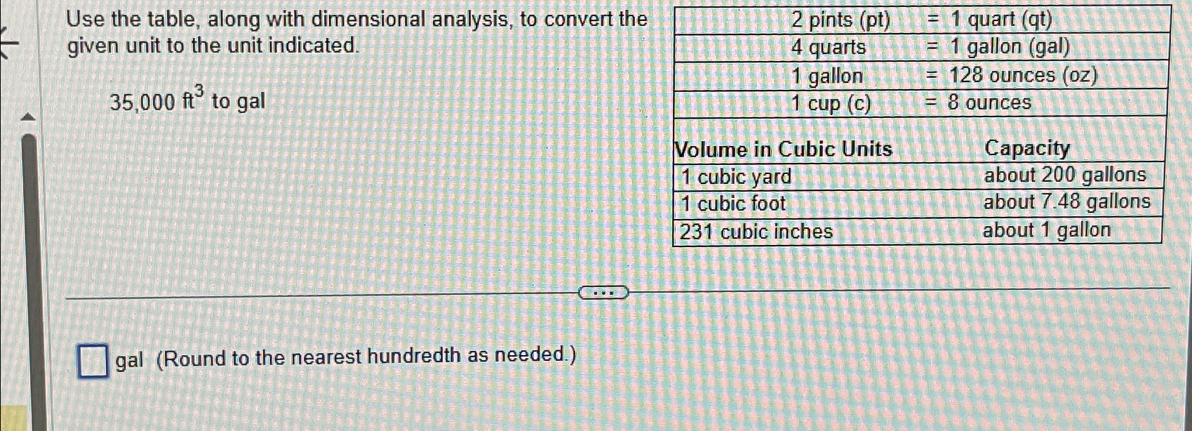 Solved Use the table, along with dimensional analysis, to | Chegg.com