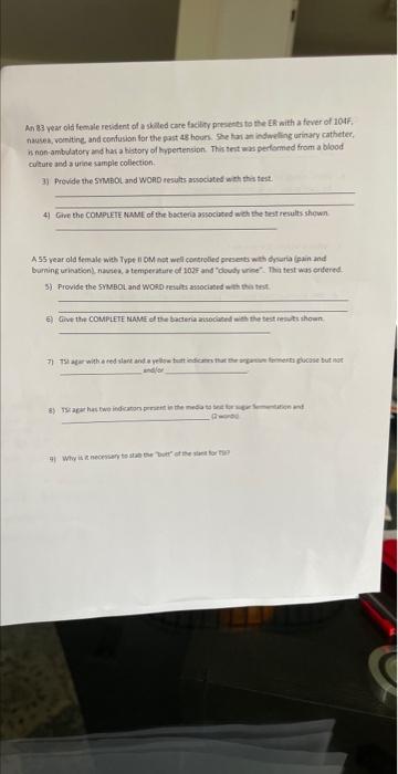 An 23 year old feenale revident of a shaled care | Chegg.com