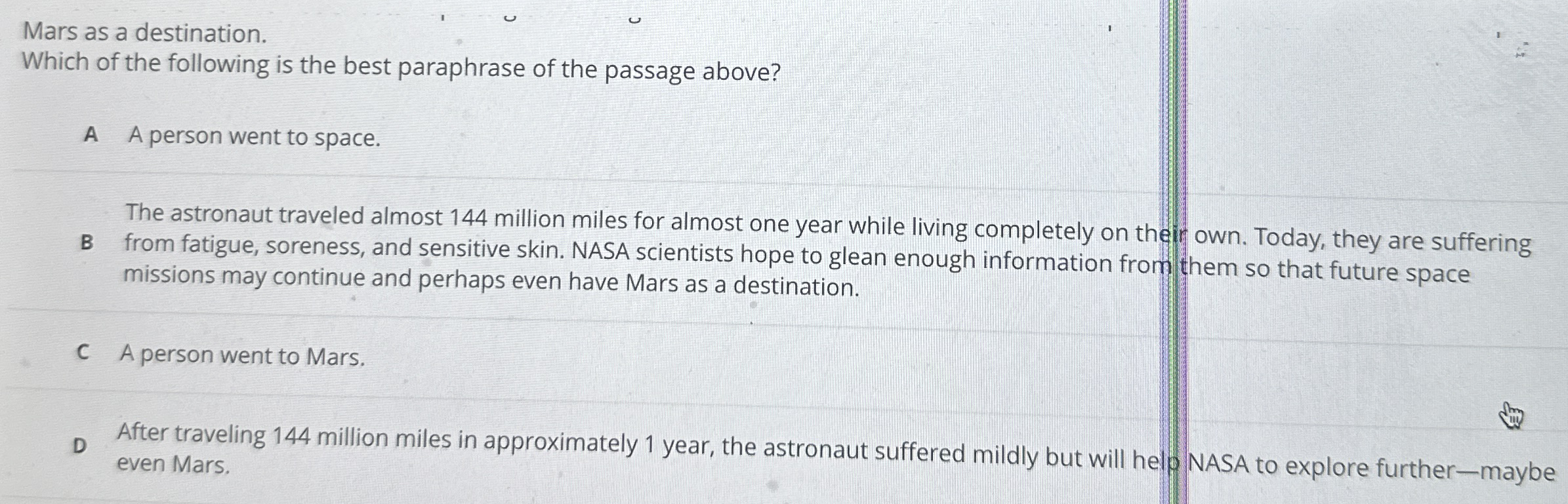 Solved Mars as a destination.Which of the following is the | Chegg.com