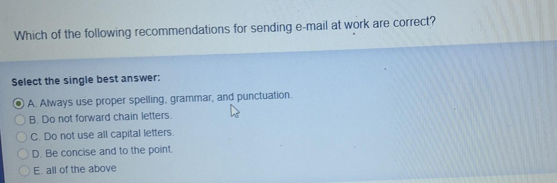Solved Which of the following recommendations for sending | Chegg.com