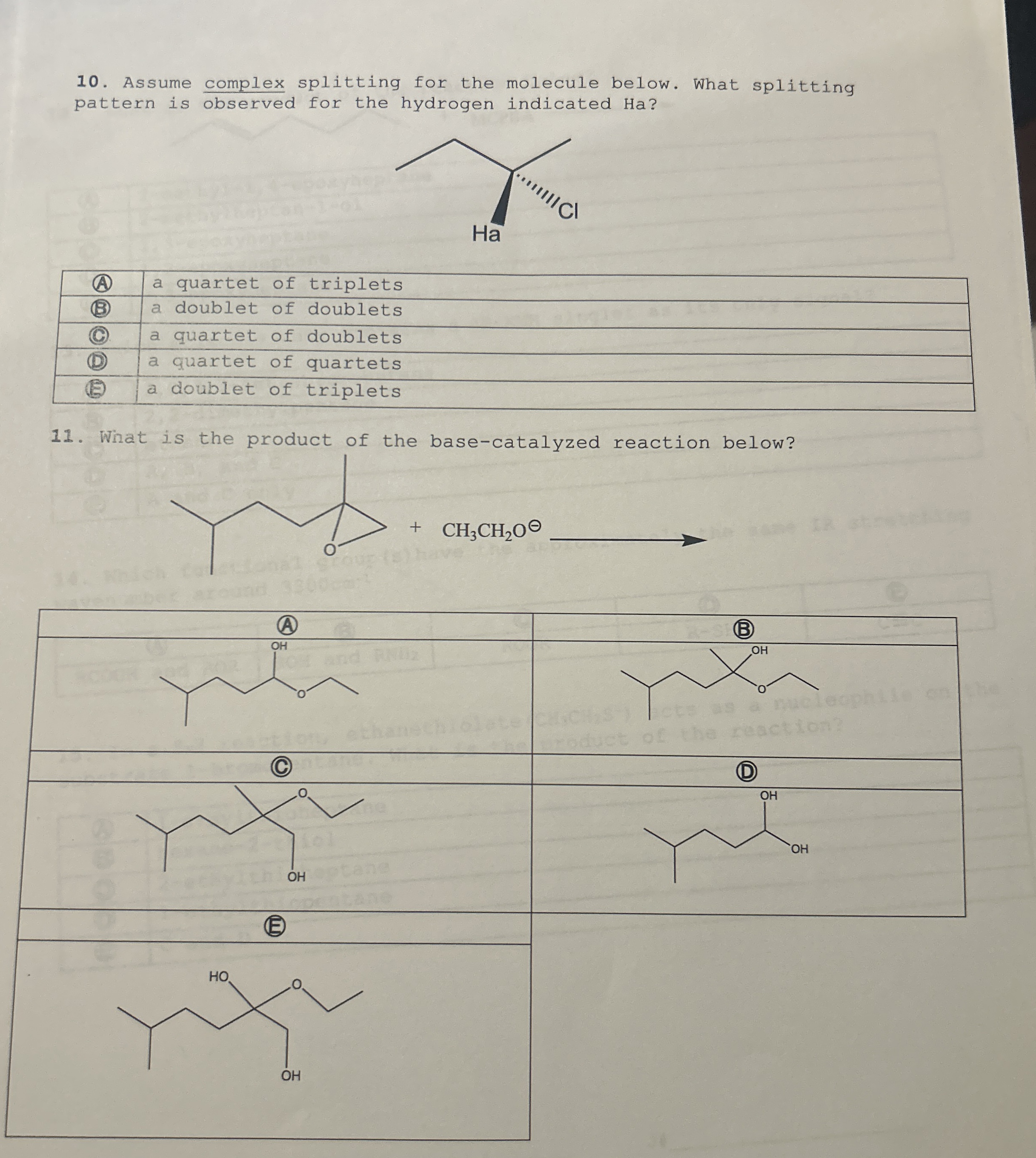 Solved Assume complex splitting for the molecule below. What | Chegg.com