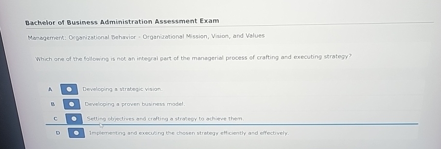 Solved Bachelor of Business Administration Assessment | Chegg.com