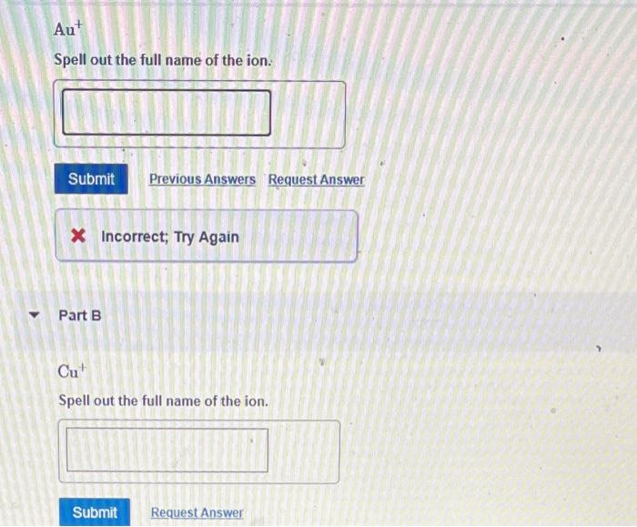 Solved Aut Spell out the full name of the ion. Submit | Chegg.com