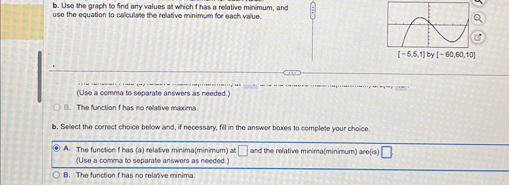 Solved b. ﻿Use the graph to find any values at which f ﻿has | Chegg.com