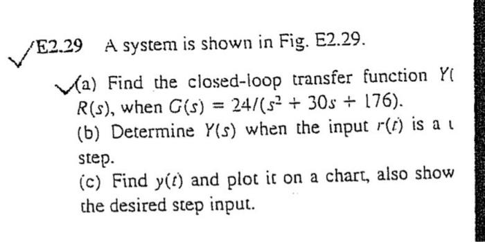 Solved E2.29 A system is shown in Fig. E2.29. (a) Find the | Chegg.com