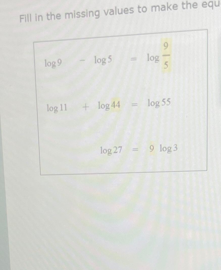 Solved Fill in the missing values to make the | Chegg.com