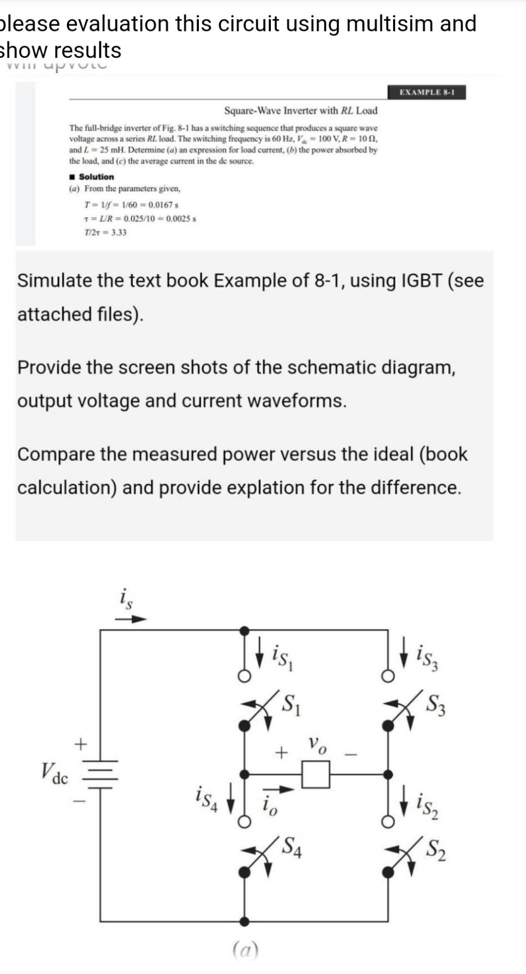 Solved olease evaluation this circuit using multisim and | Chegg.com