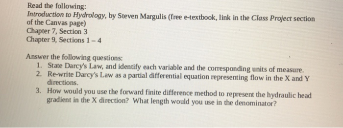 Solved Read the following: Introduction to Hydrology, by | Chegg.com