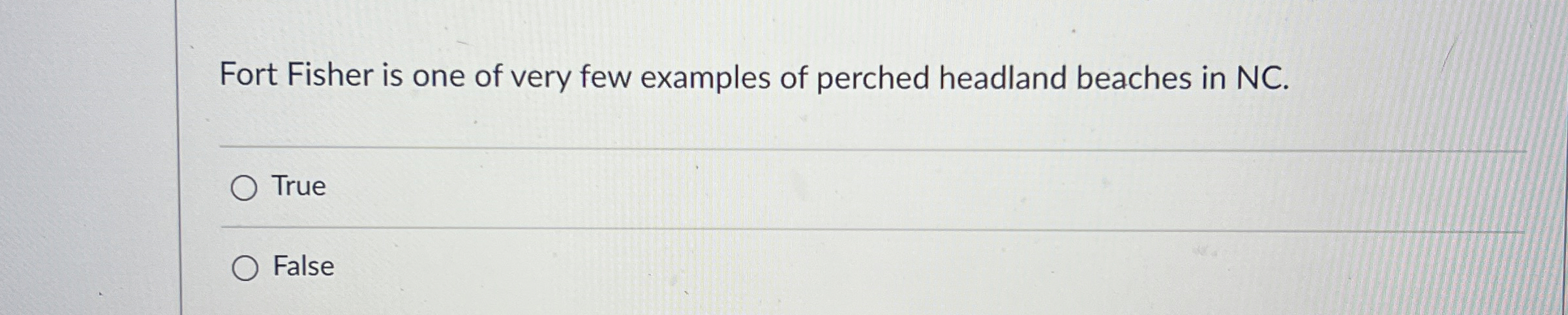 Solved Fort Fisher is one of very few examples of perched | Chegg.com