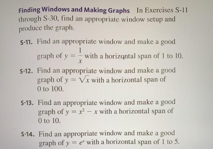 Solved Finding Windows and Making Graphs In Exercises S-11 | Chegg.com