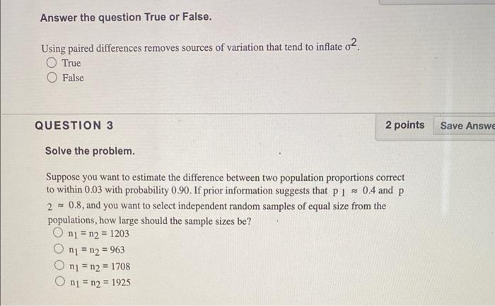 Solved Answer the question True or False. Using paired | Chegg.com