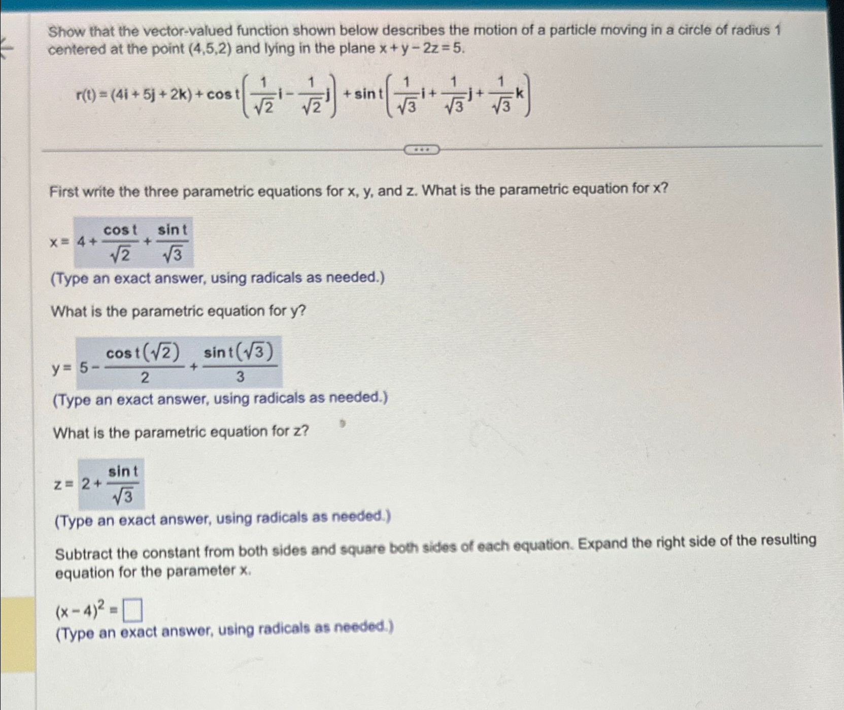 Solved Show that the vector-valued function shown below | Chegg.com