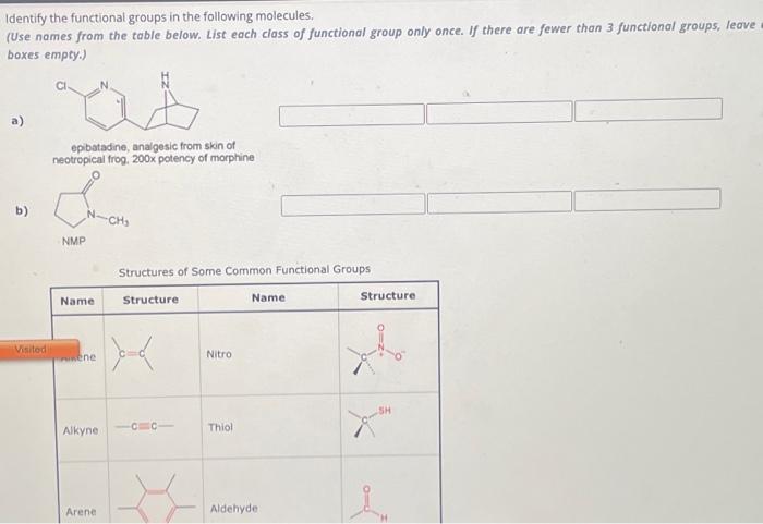 Solved Identify the functional groups in the following | Chegg.com