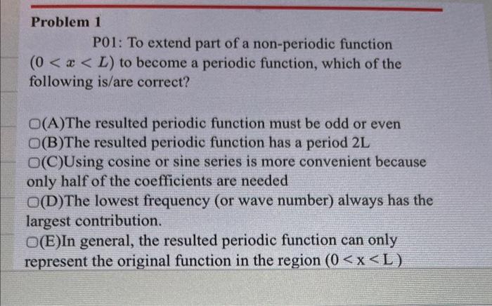 Solved Problem 1 P01: To extend part of a non-periodic | Chegg.com