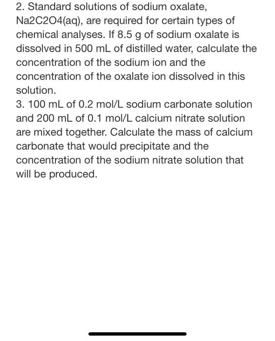 Solved 2. Standard solutions of sodium oxalate, Na2C204(aq), | Chegg.com
