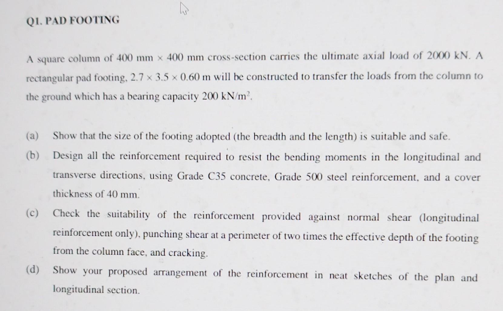 Solved A square column of 400 mm×400 mm cross-section | Chegg.com