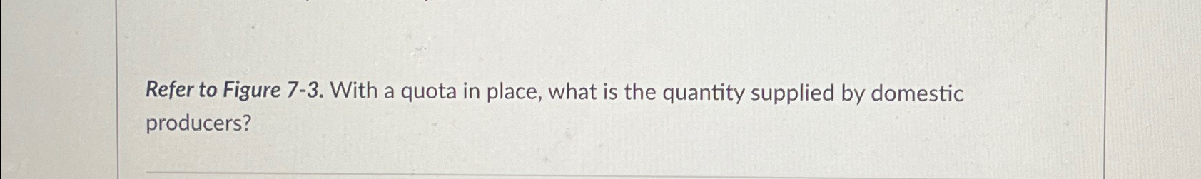 Solved Refer to Figure 7-3. ﻿With a quota in place, what is | Chegg.com