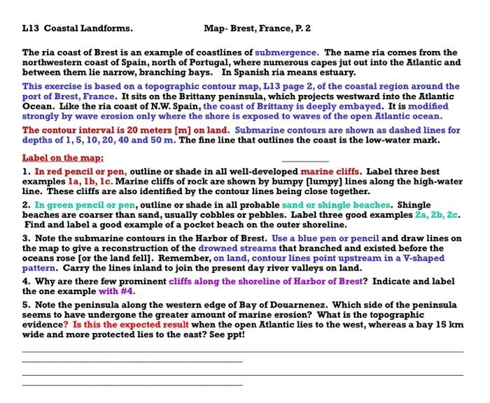 The ria coast of Brest is an example of coastlines of | Chegg.com