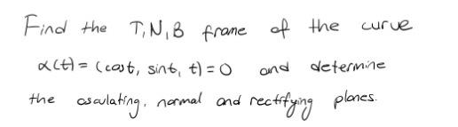 Solved Find the T,N,B frame of the curve | Chegg.com