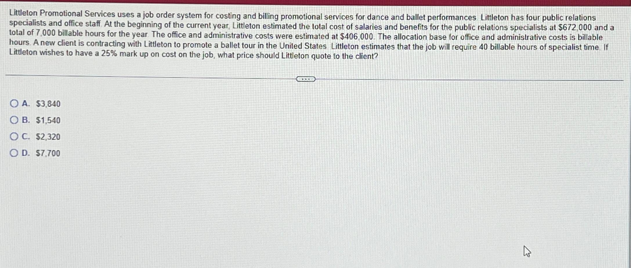 Solved Littleton Promotional Services uses a job order | Chegg.com