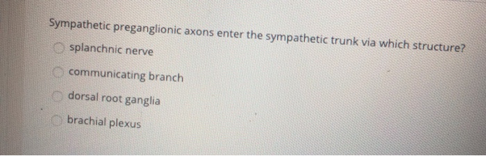 Solved Sympathetic preganglionic axons enter the sympathetic | Chegg.com