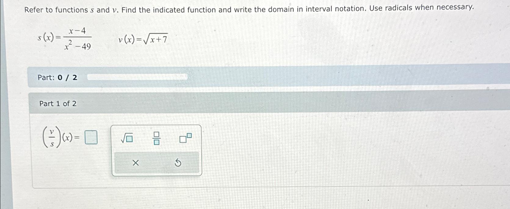 Solved Refer to functions s and v. Find the indicated | Chegg.com