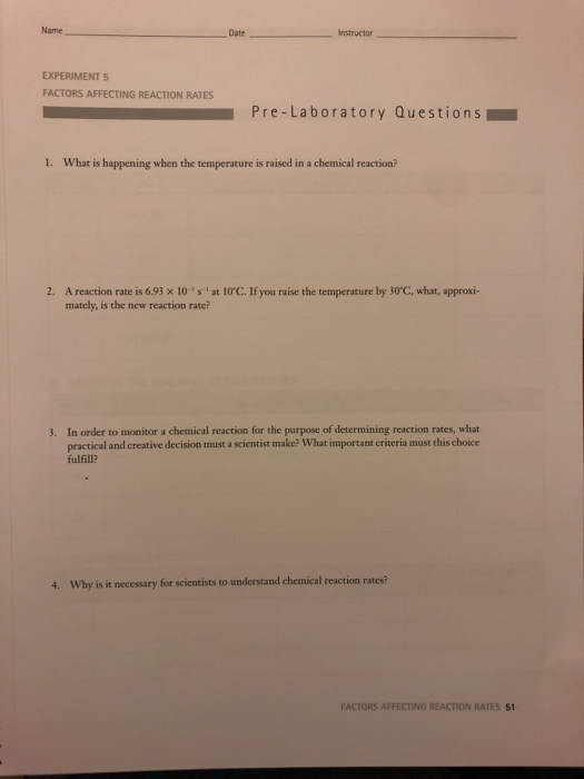 Solved Name Date Instructor EXPERIMENT 5 FACTORS AFFECTING | Chegg.com