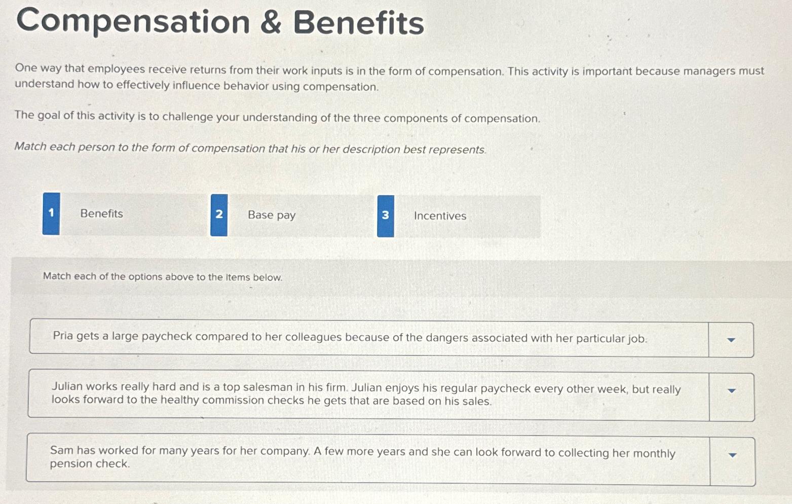 Solved Compensation & BenefitsOne way that employees receive | Chegg.com