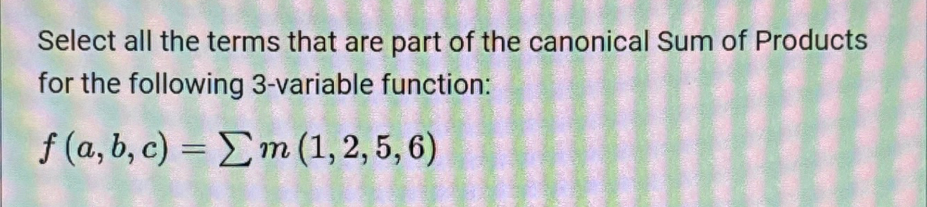 Solved Select all the terms that are part of the canonical | Chegg.com