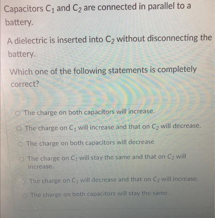 Solved Capacitors C1 and C2 are connected in parallel to a | Chegg.com