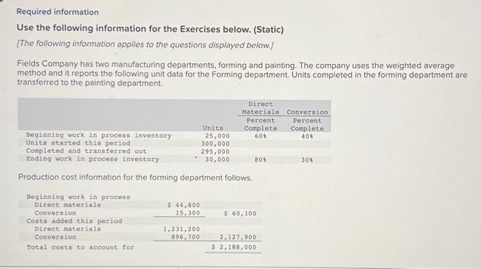 Solved Exercise 16-6 (Static) Weighted average: Cost per | Chegg.com