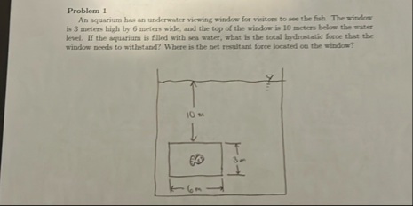 Solved Problem 1An squarium has an underwater viewing window | Chegg.com