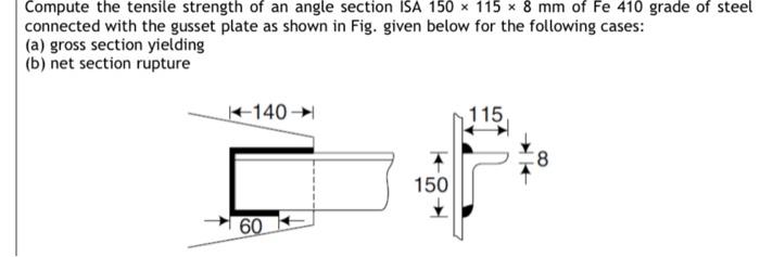 Solved Compute the tensile strength of an angle section ISA | Chegg.com