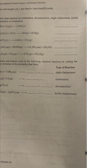 Solved on and oxygen (O2) gas react to form iron(III) oxide. | Chegg.com